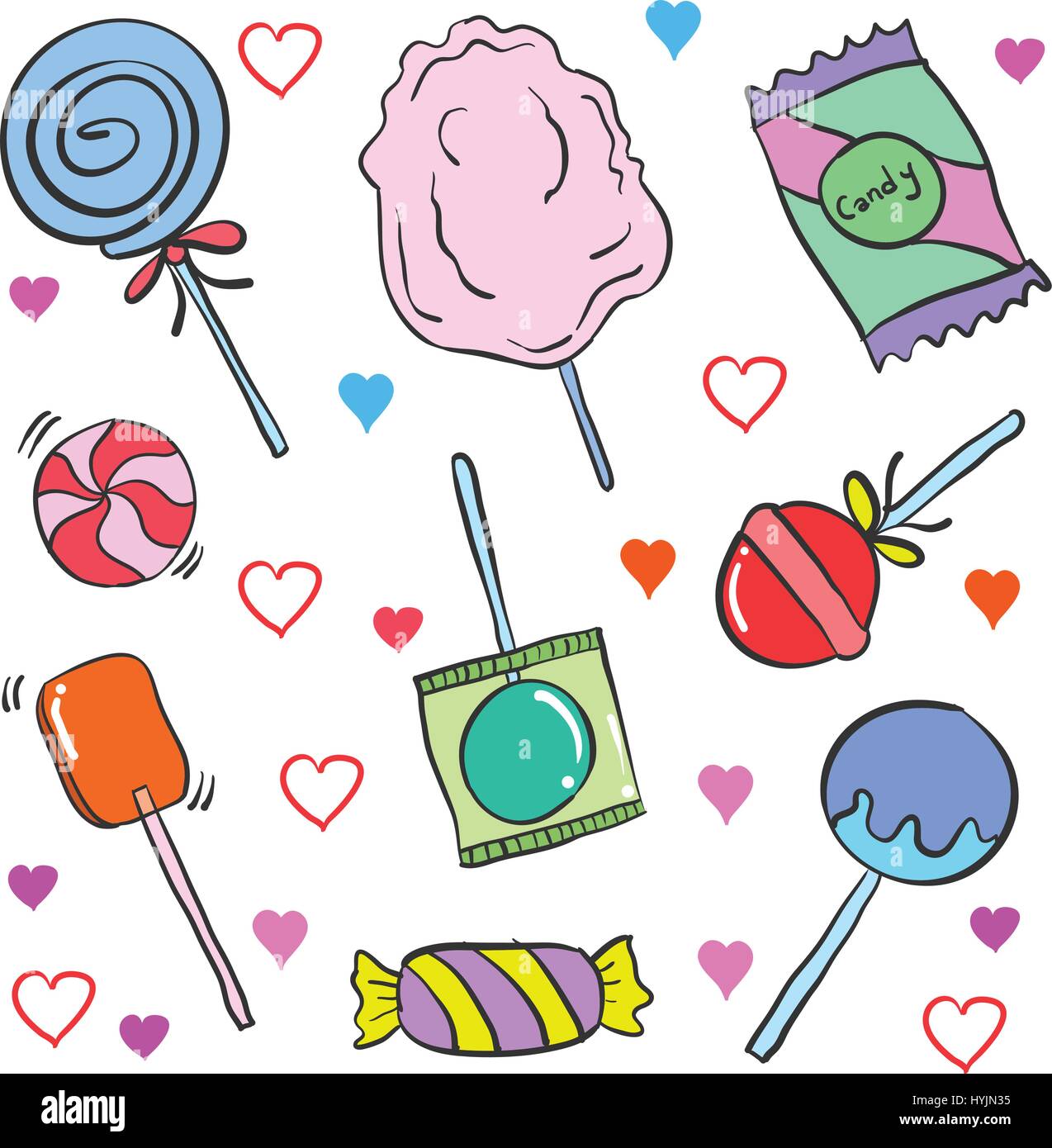 Collection stock of candy various doodles Stock Vector Image & Art - Alamy