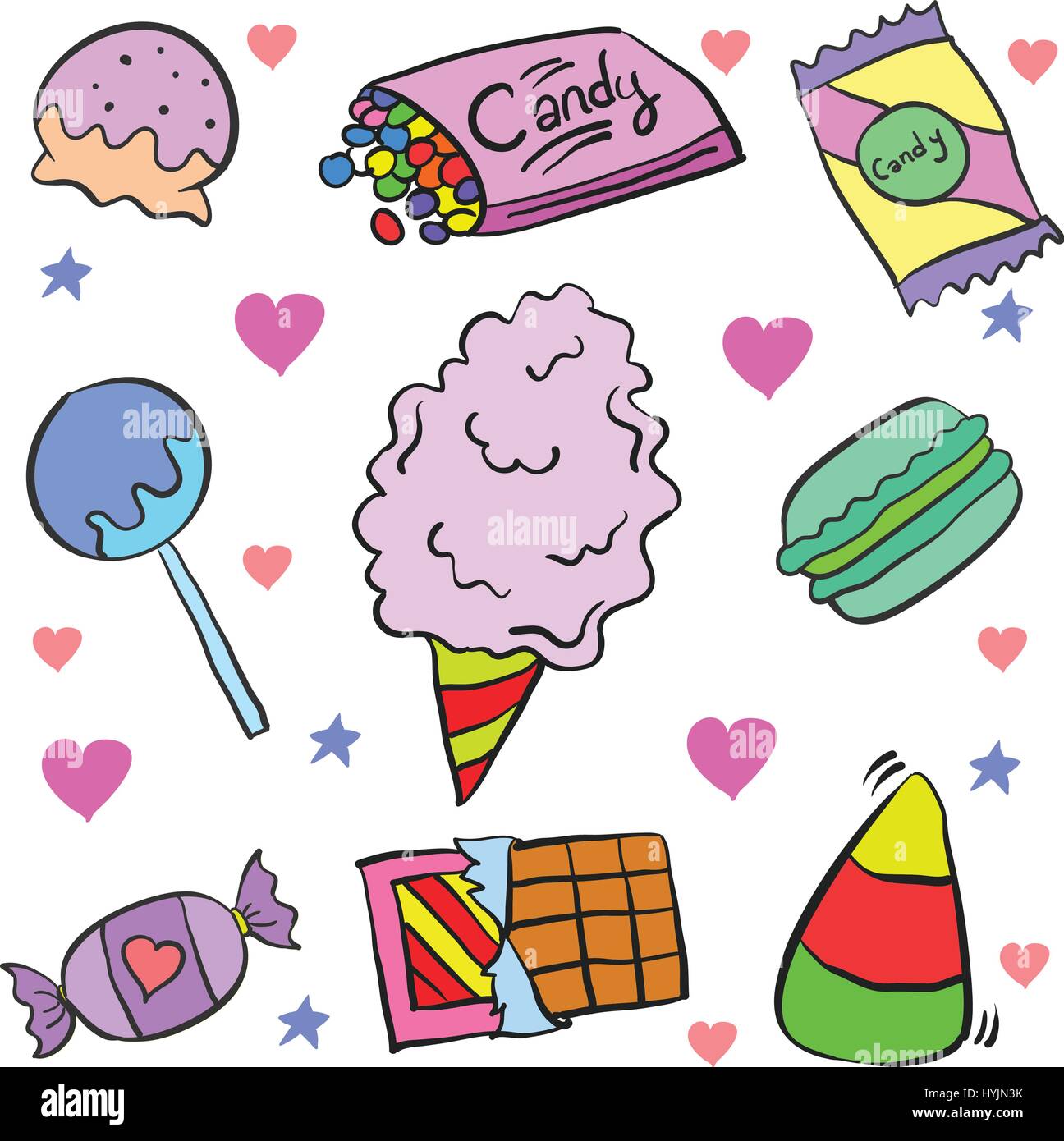 Doodle of candy various colorful various Stock Vector Image & Art - Alamy