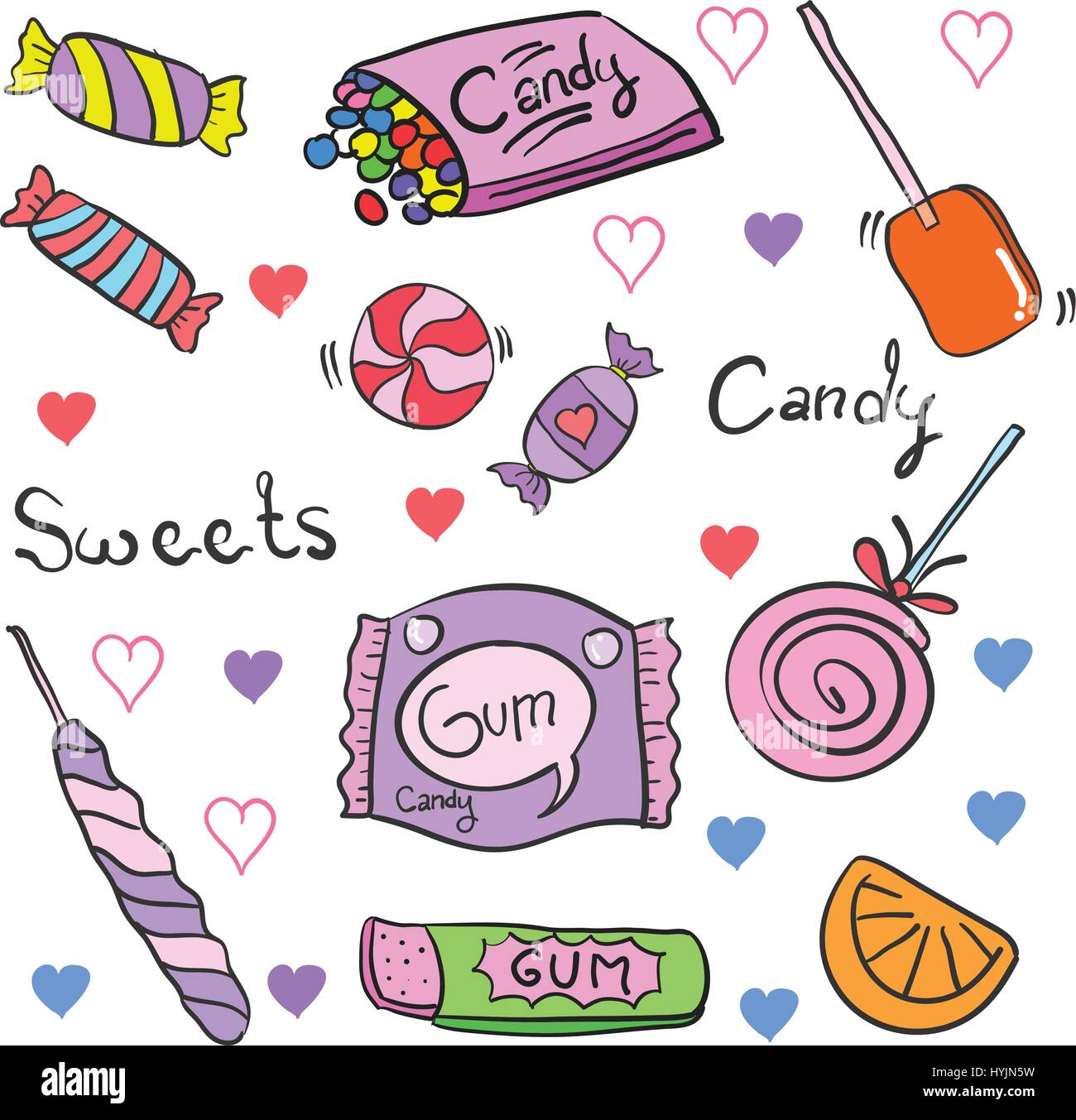 Doodle of candy various cartoon style Stock Vector Image & Art - Alamy