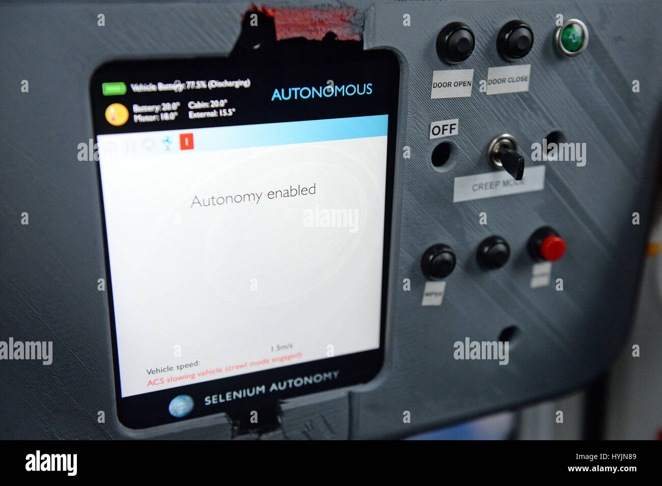 Display screen showing that the vehicle is in automated mode as self ...