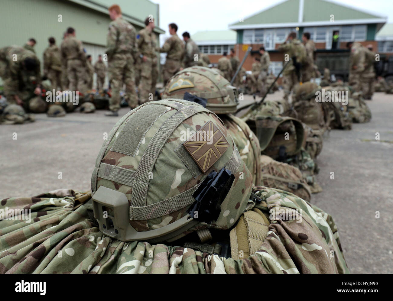 Kit bags are prepared by members of 16 Air Assault Brigade as they take ...