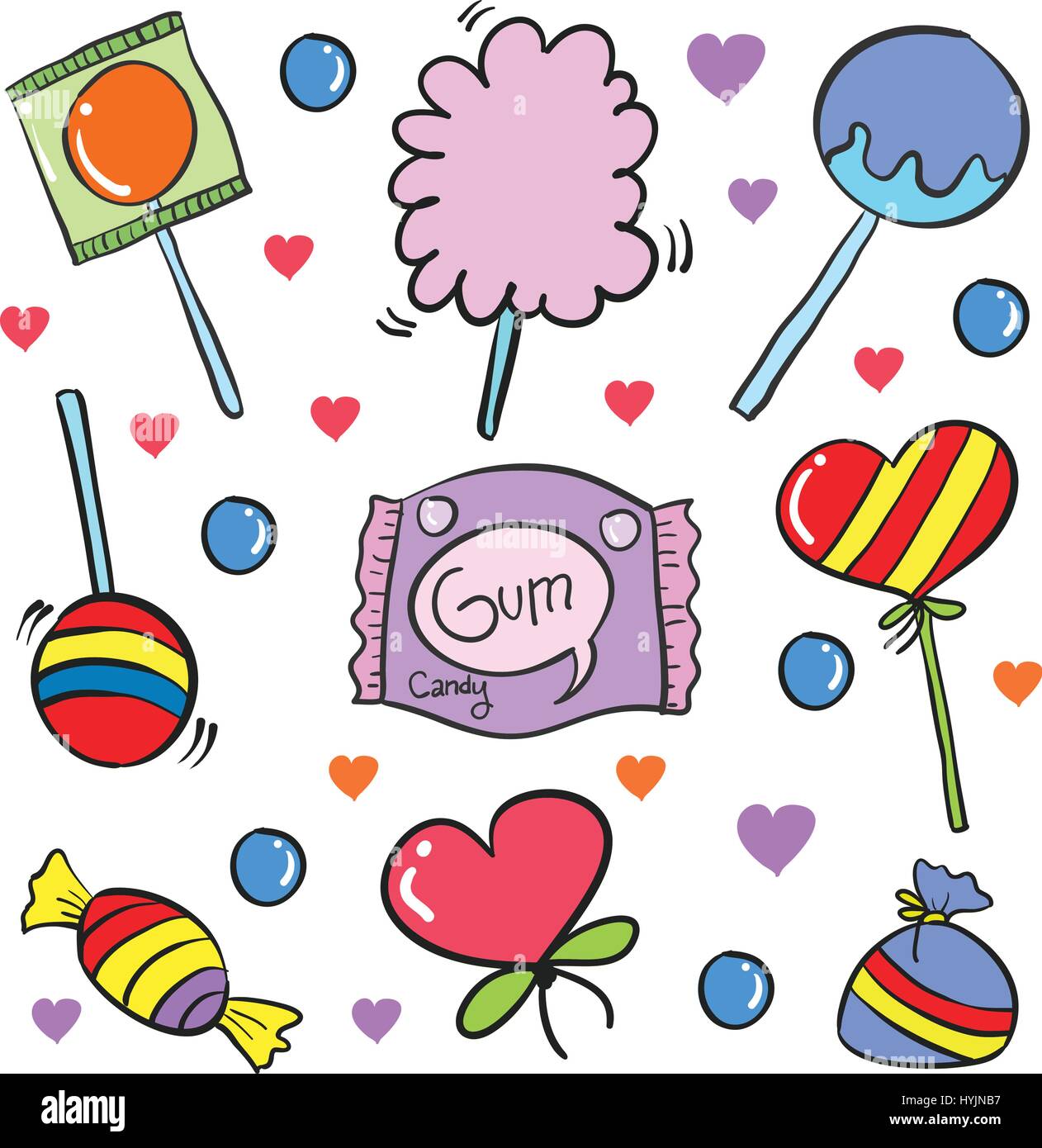 Candy various food doodle style collection Stock Vector Image & Art - Alamy