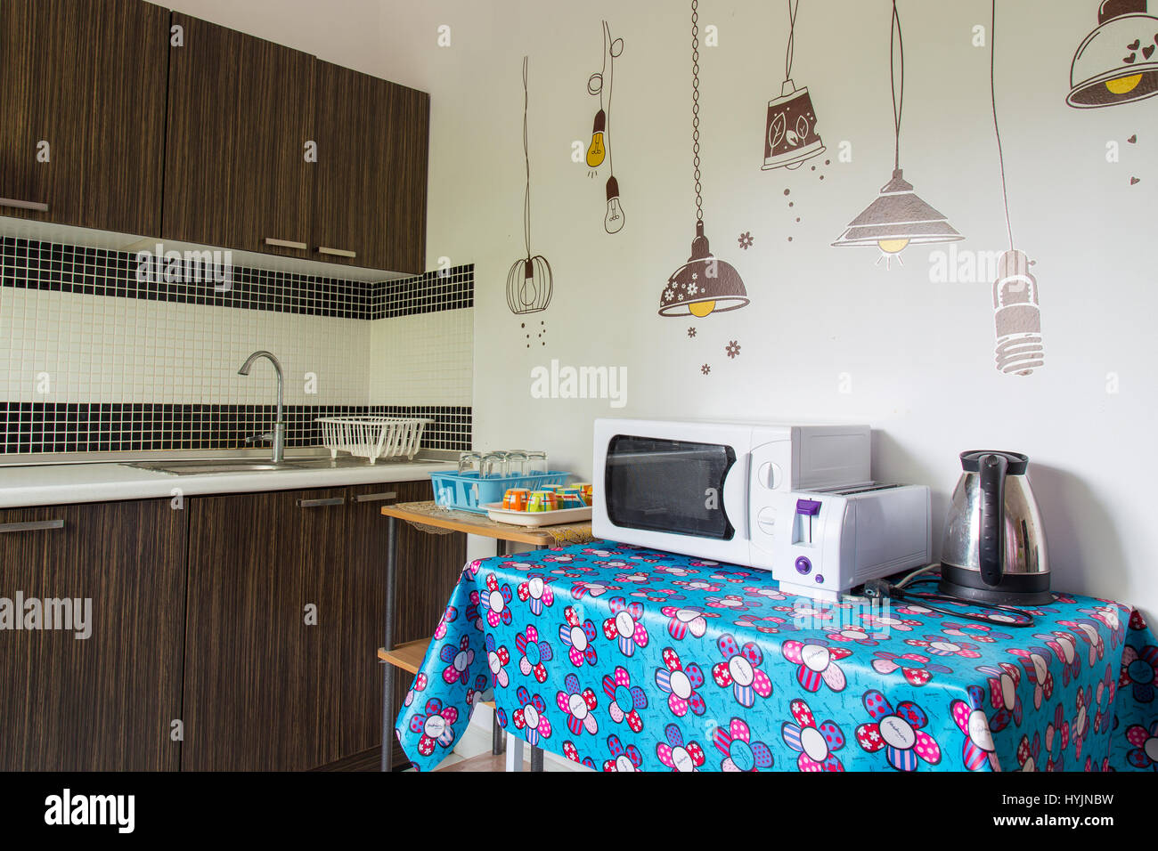 Modern wooden kitchen clean interior design Stock Photo - Alamy