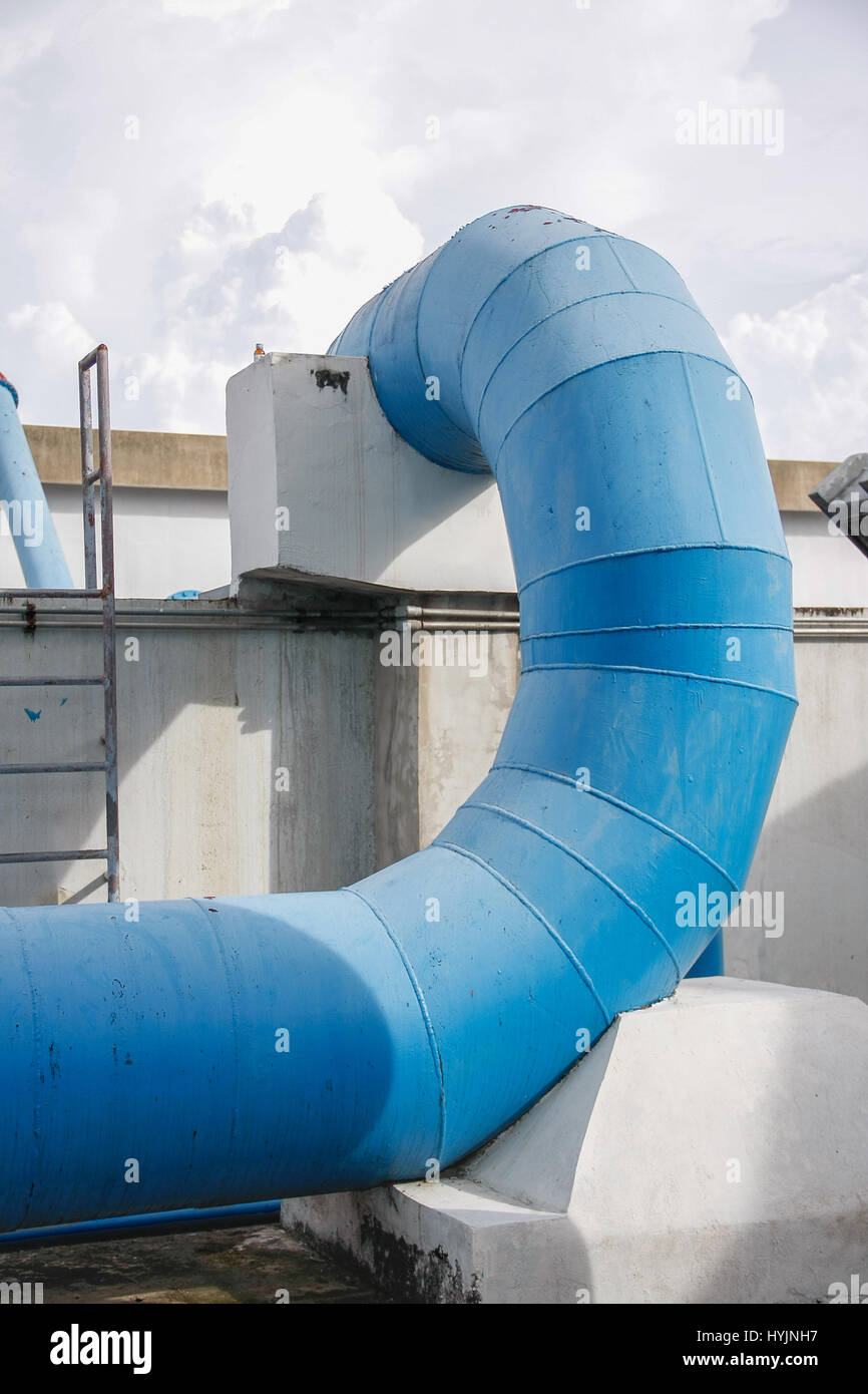big blue steel pipes of an irrigation water Stock Photo - Alamy