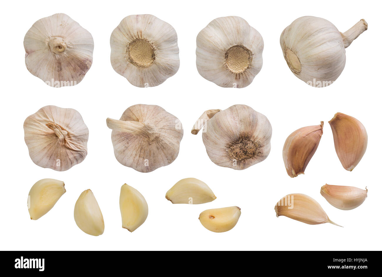 Garlic set isolated on white background Stock Photo - Alamy