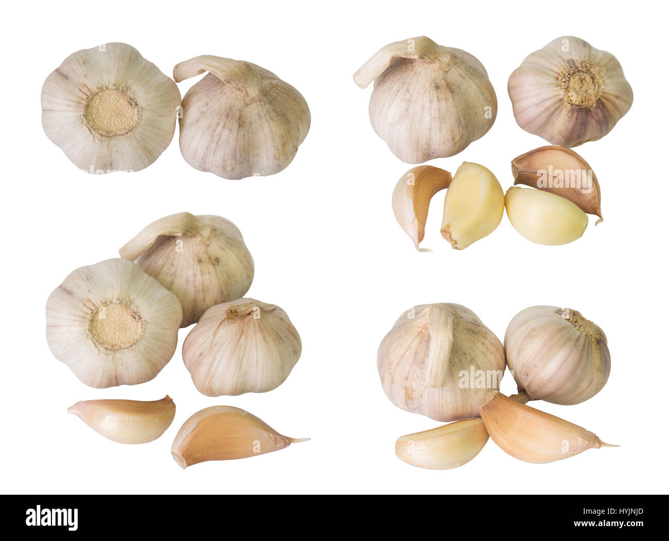 Garlic set isolated on white background Stock Photo - Alamy