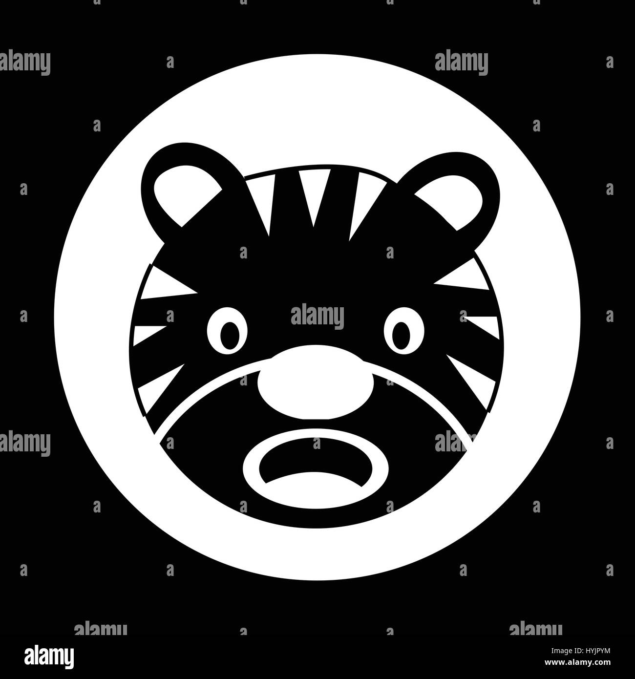 Tiger face emotion icon illustration Black and White Stock Photos ...