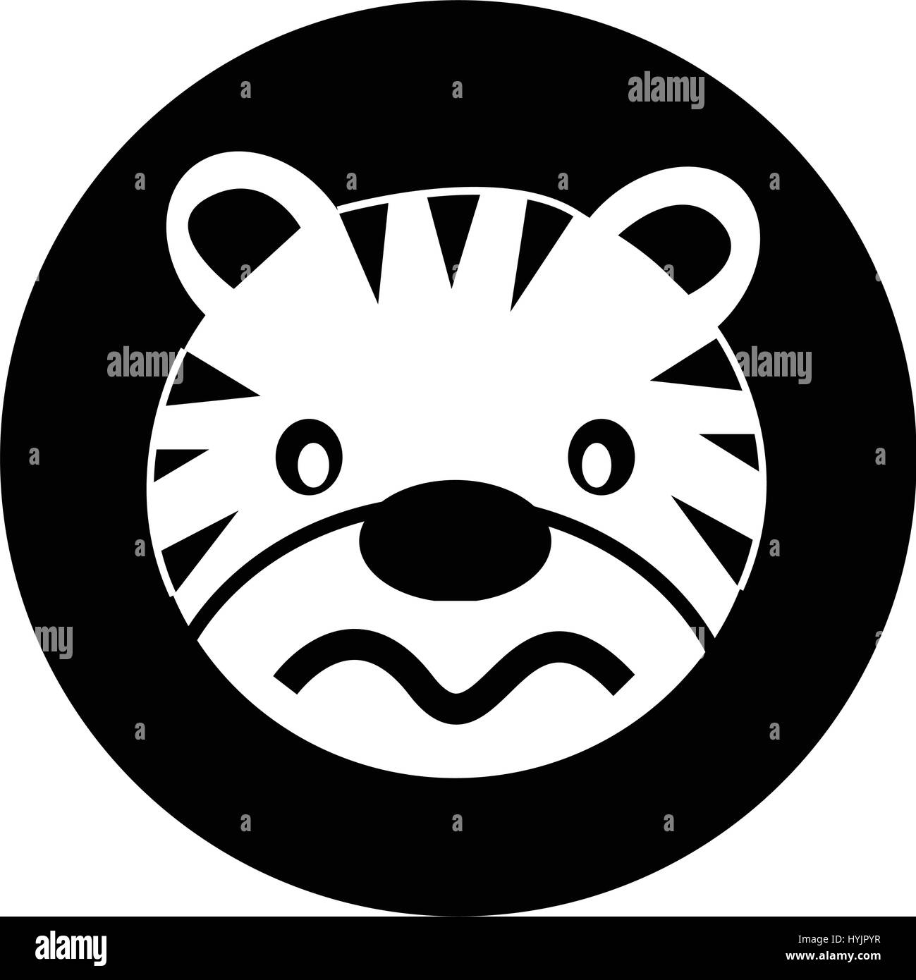 Tiger face emotion icon illustration Black and White Stock Photos ...