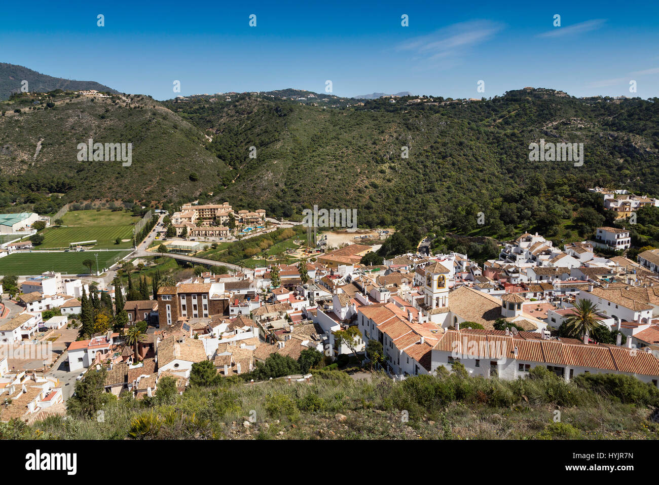 White village of Benahavis. Malaga province Costa del Sol. Andalusia ...