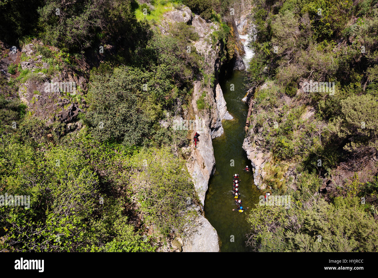 Nature. Water Adventure sport, Angosturas Guadalmina river. White ...