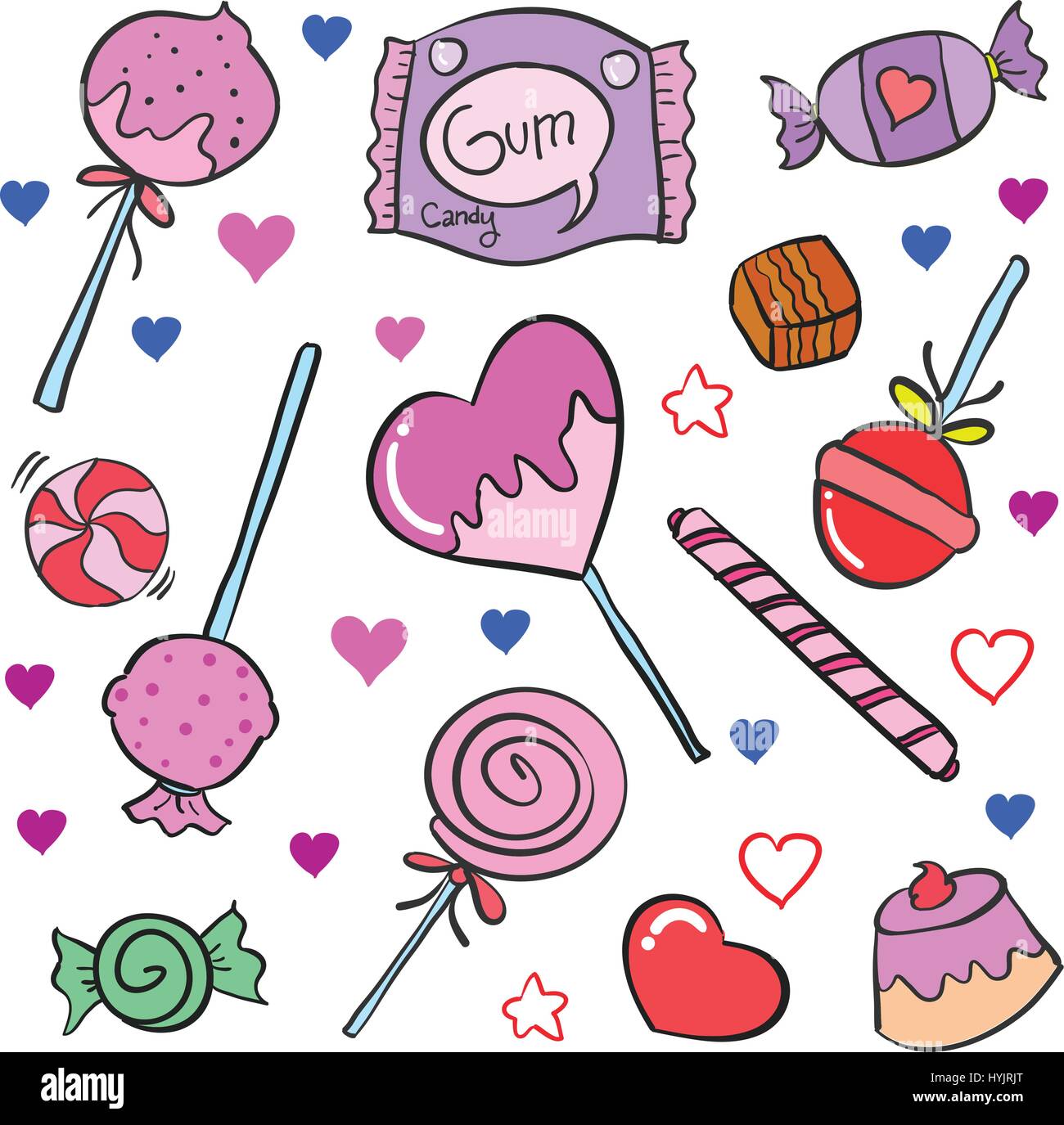 Collection of candy various colorful doodles Stock Vector Image & Art ...