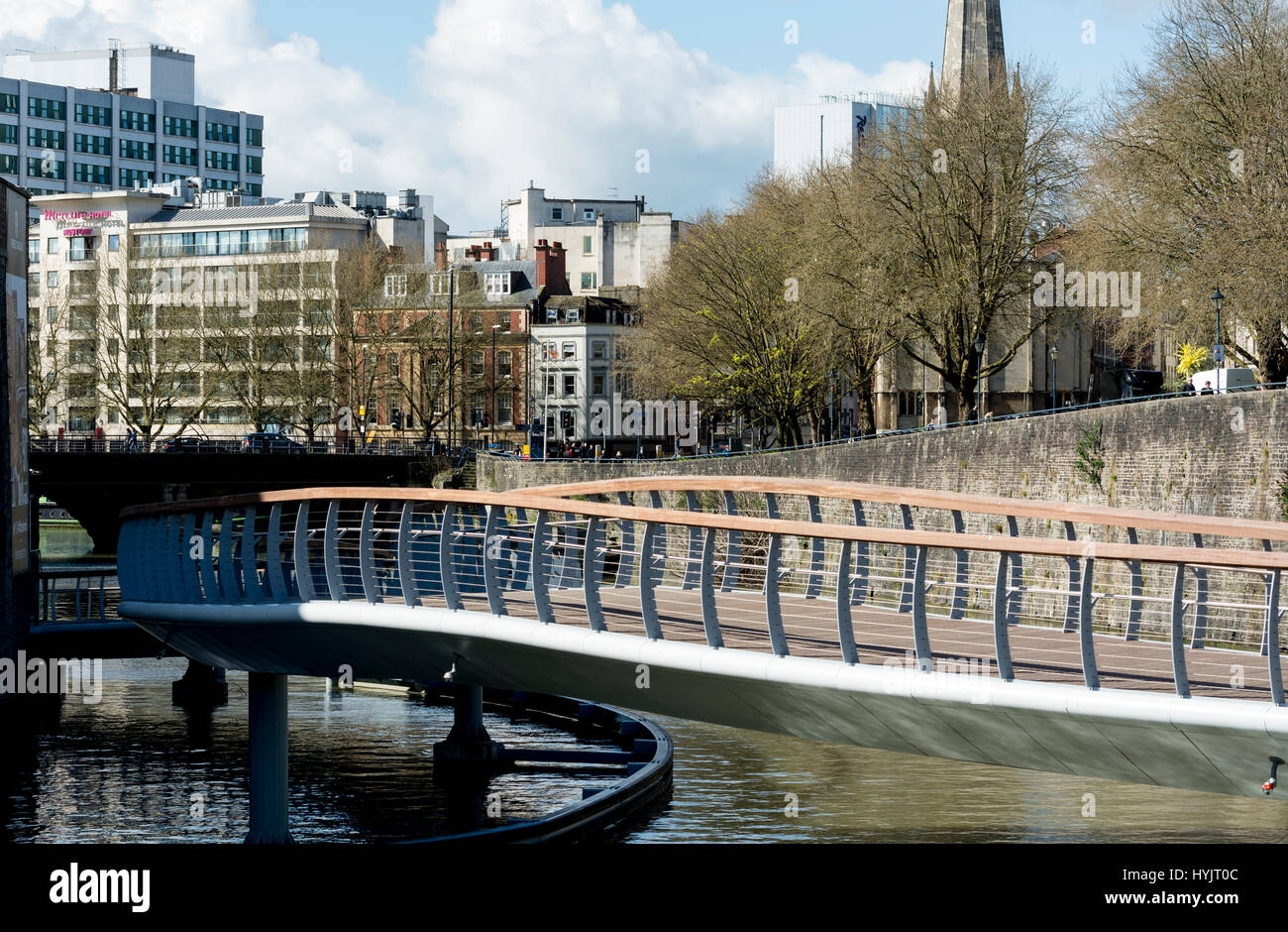 View across Finzel`s Reach Bridge towards Bristol Bridge from Castle ...