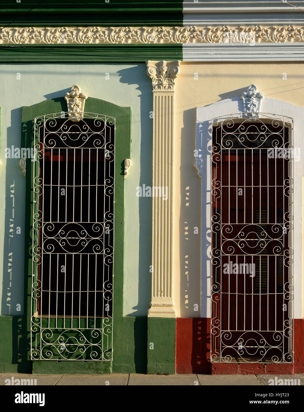 Detail of the window with the beautiful colonial ornament in the ...