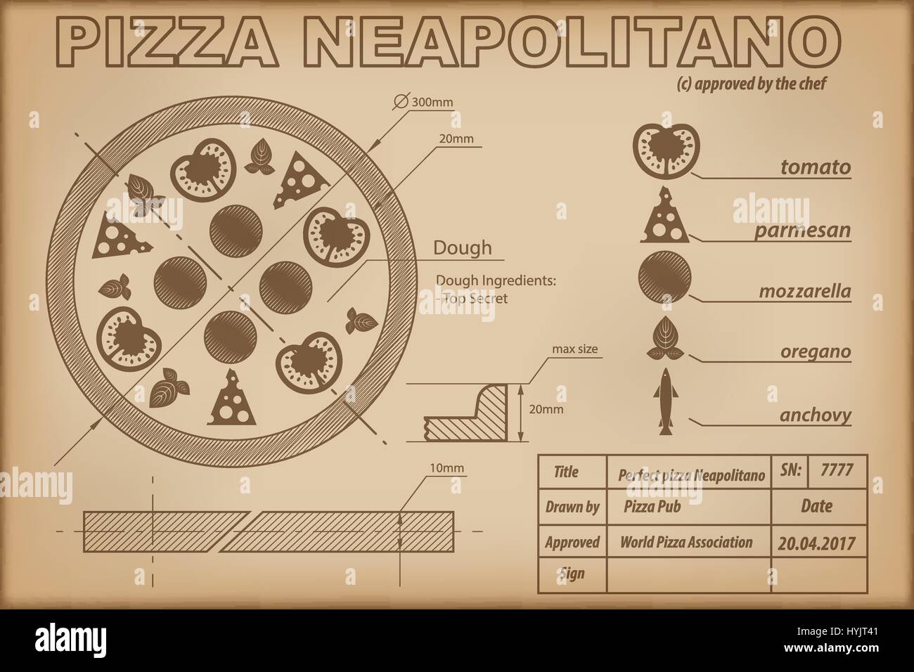 Pizza Neapolitano ingredients draw scheme Stock Vector Image & Art - Alamy