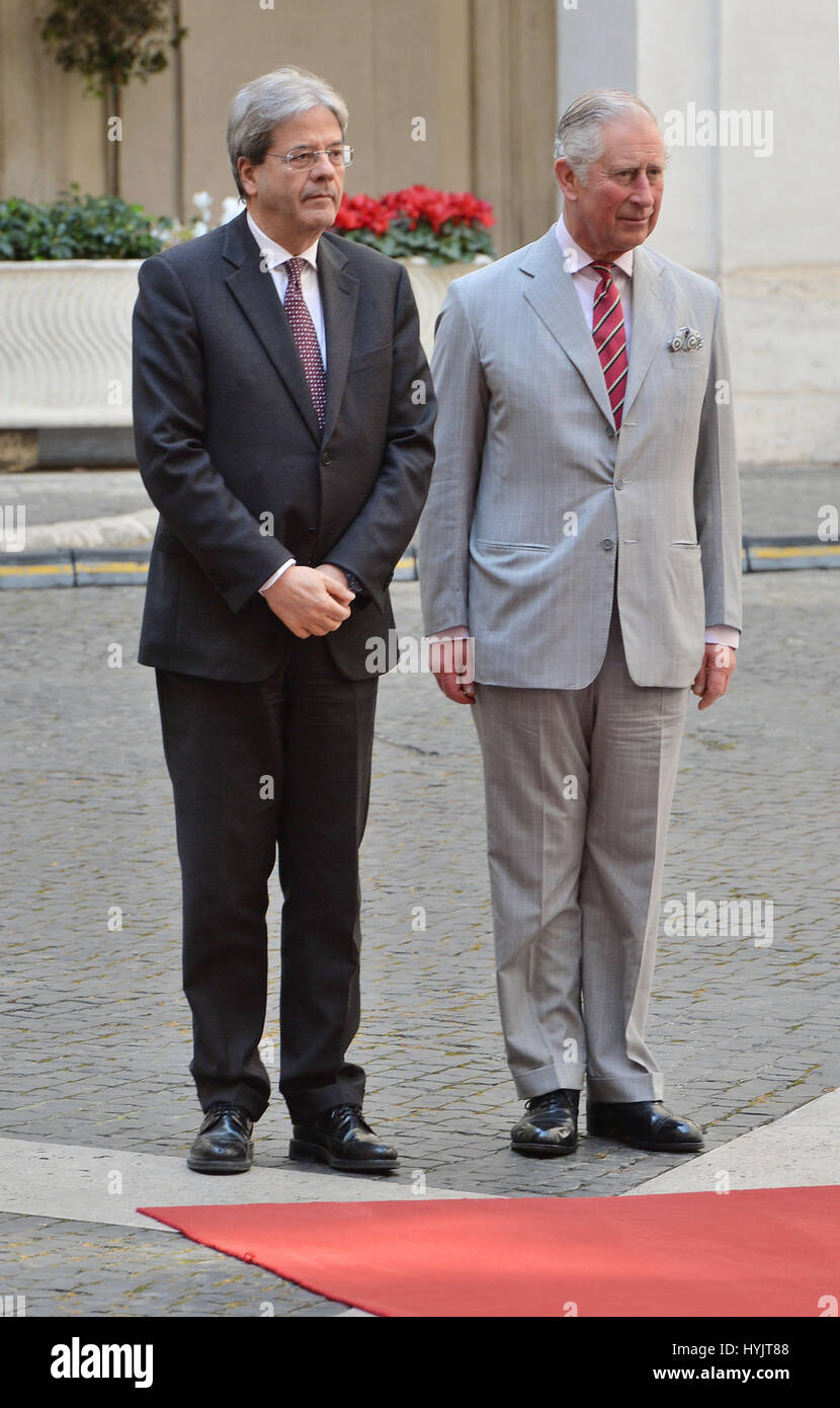 The Prince of Wales (right) with the Italian Prime Minister Paolo ...