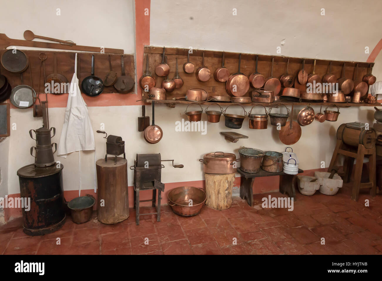 Pralormo castle,the ancient kitchen,Turin,Piedmont,Italy,Europe Stock ...