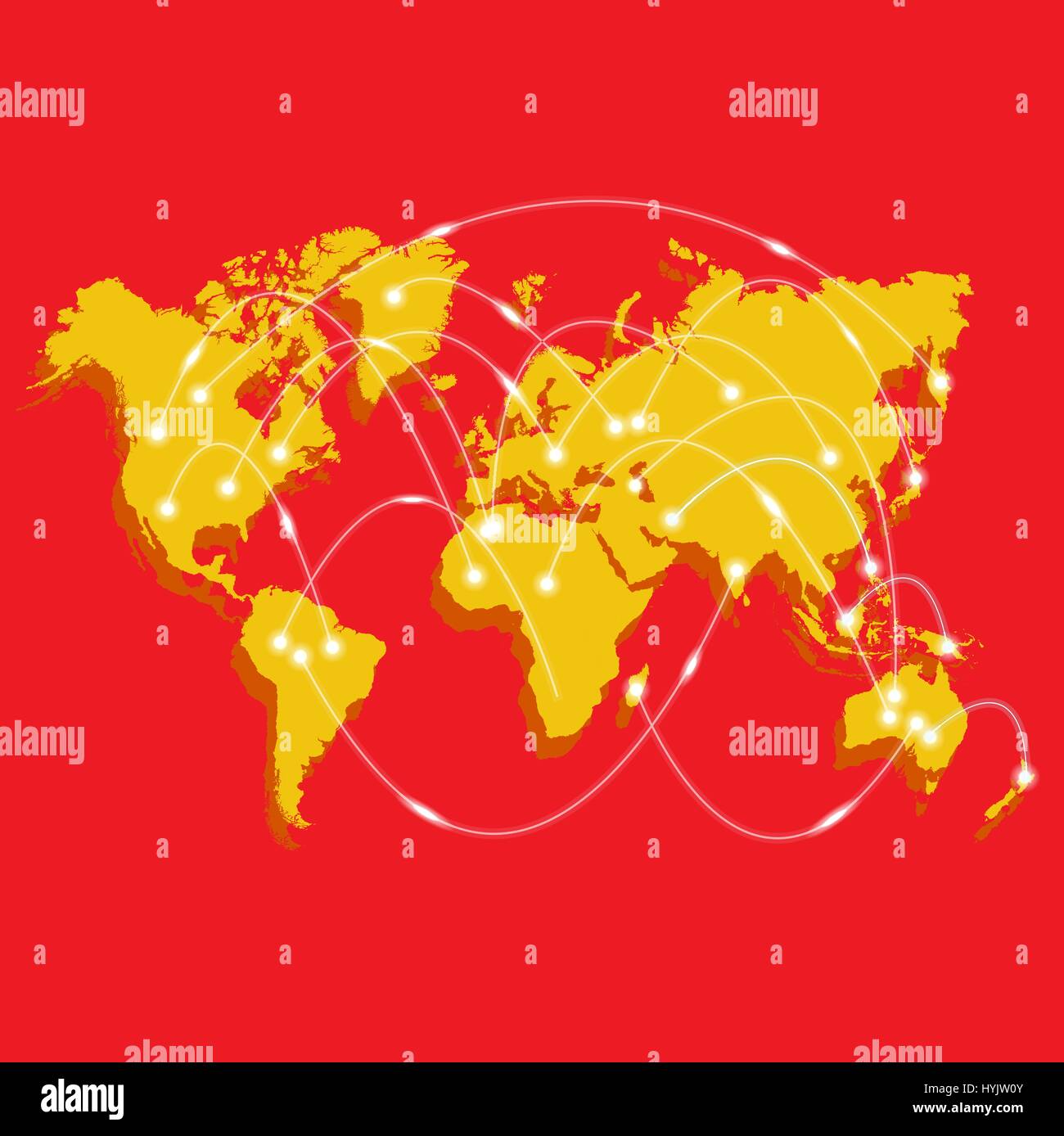 World map with nodes linked by lines. International Logistics or ...