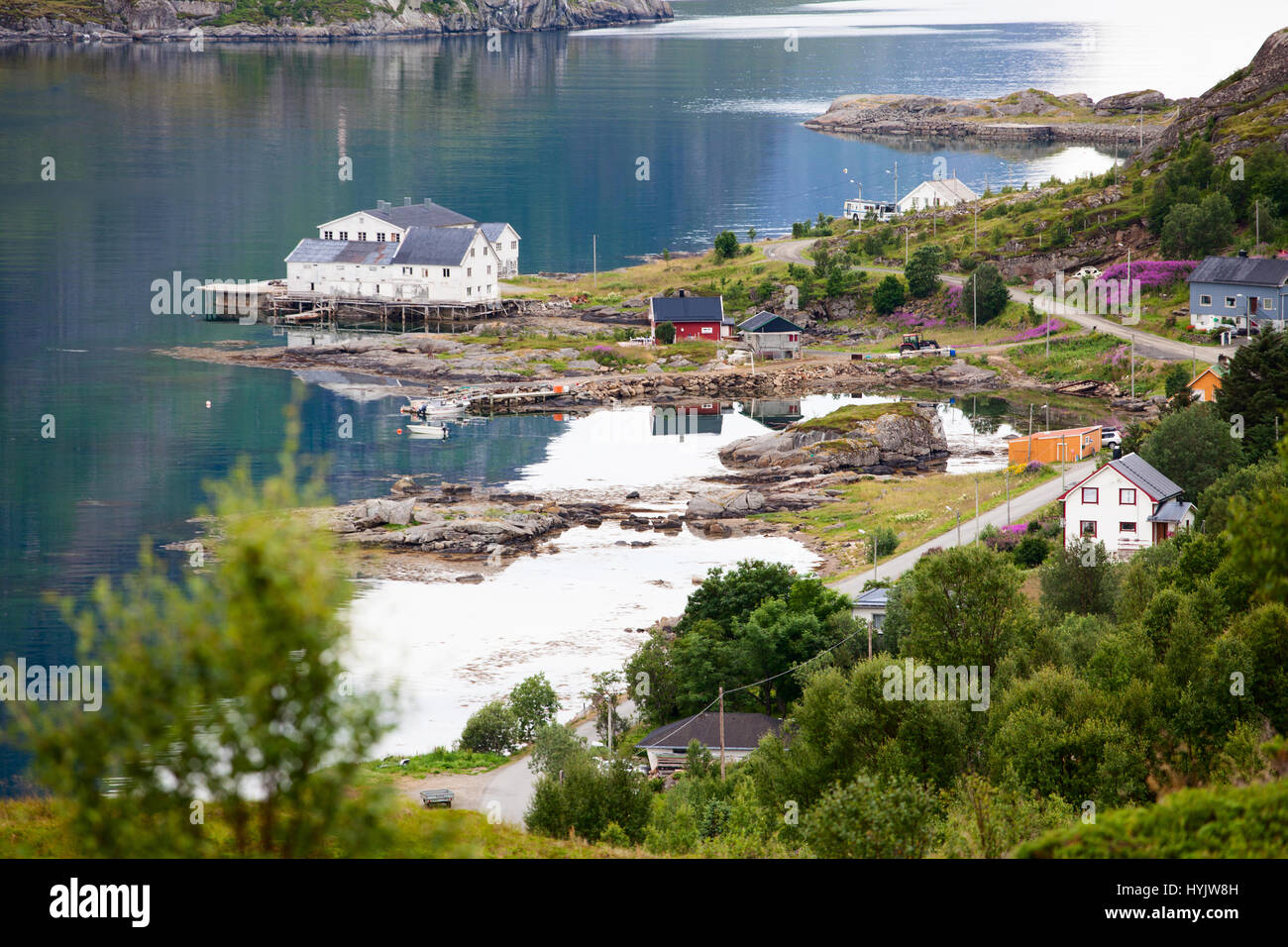 Europe,Norway,Lofoten,Unstad,the spectacular view of the bay with the ...