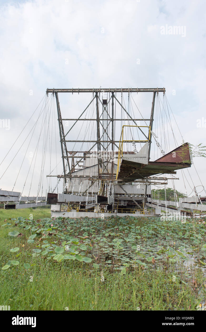 Panoramic view of abandoned tin mining dredge at Tanjung Tualang ...