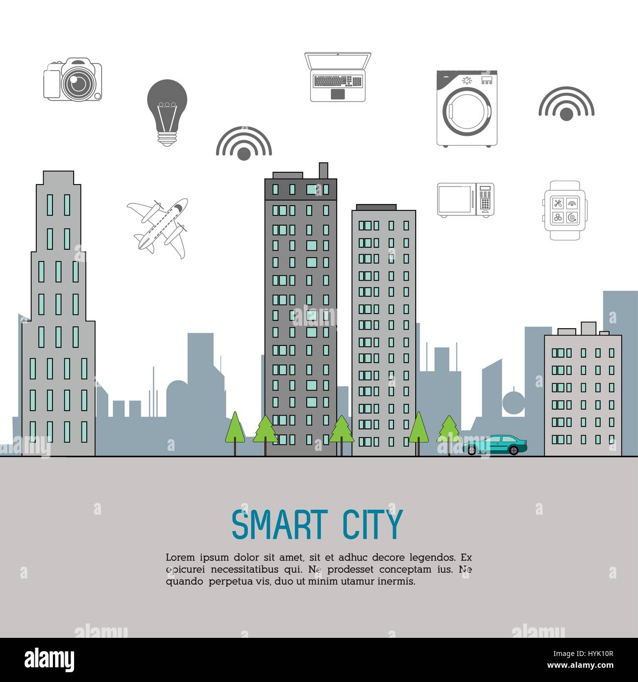 Smart city and icon set. Technology and Internet design. Vector Stock ...