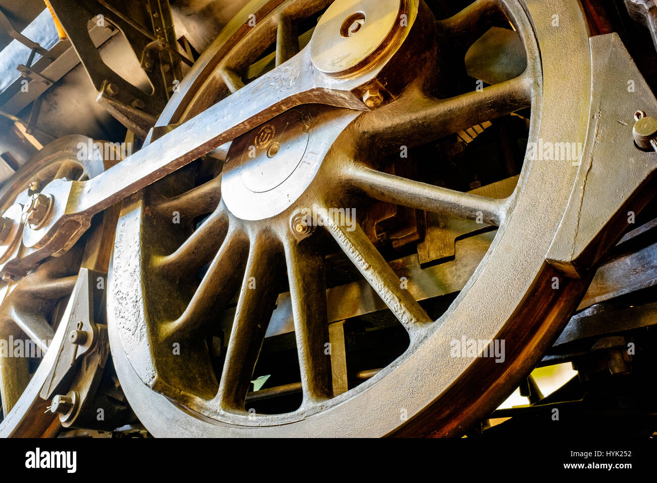 A closeup view of the wheels of a train Stock Photo - Alamy