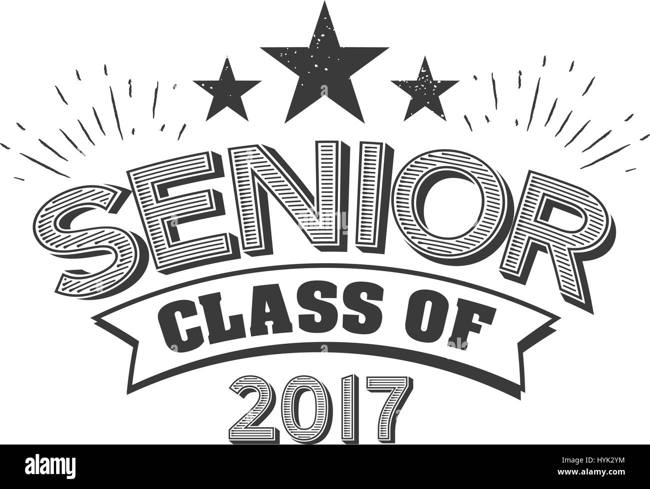 black colored senior class of 2017 text sign with the stars vector ...