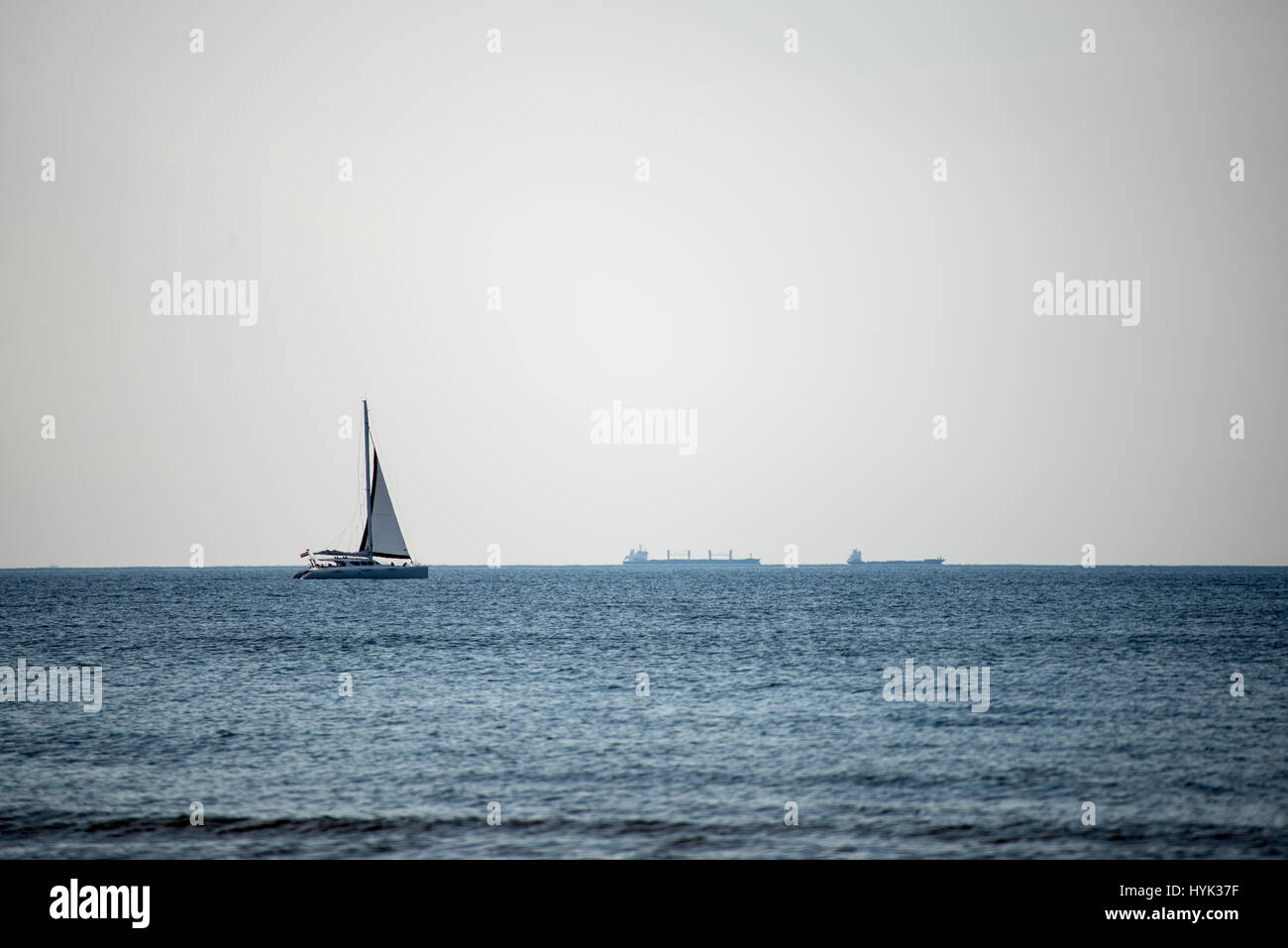 small white ship in the sea Stock Photo - Alamy