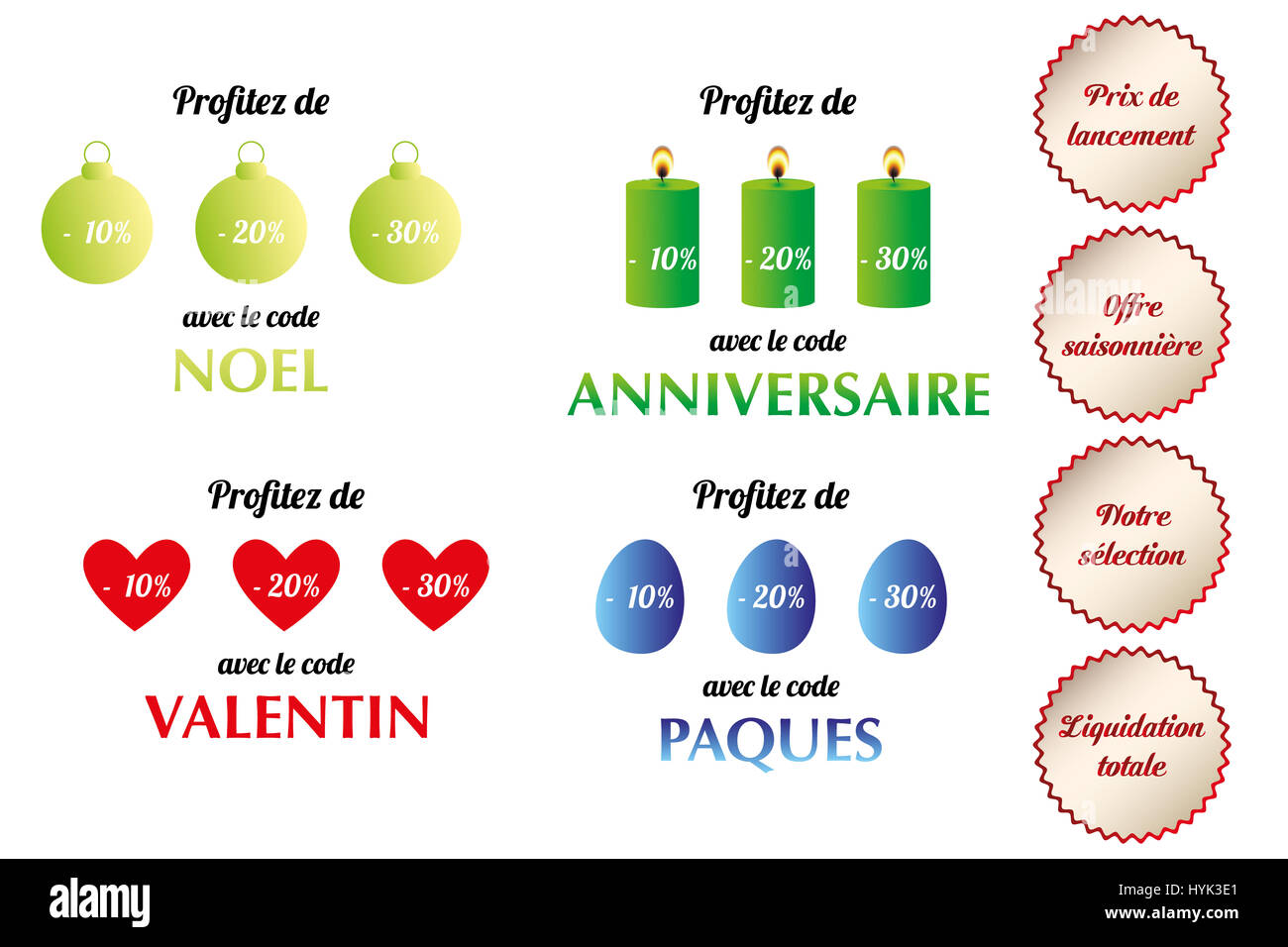 Promo sticker in French for Christmas, Birthday, Valentines Day, Easter ...