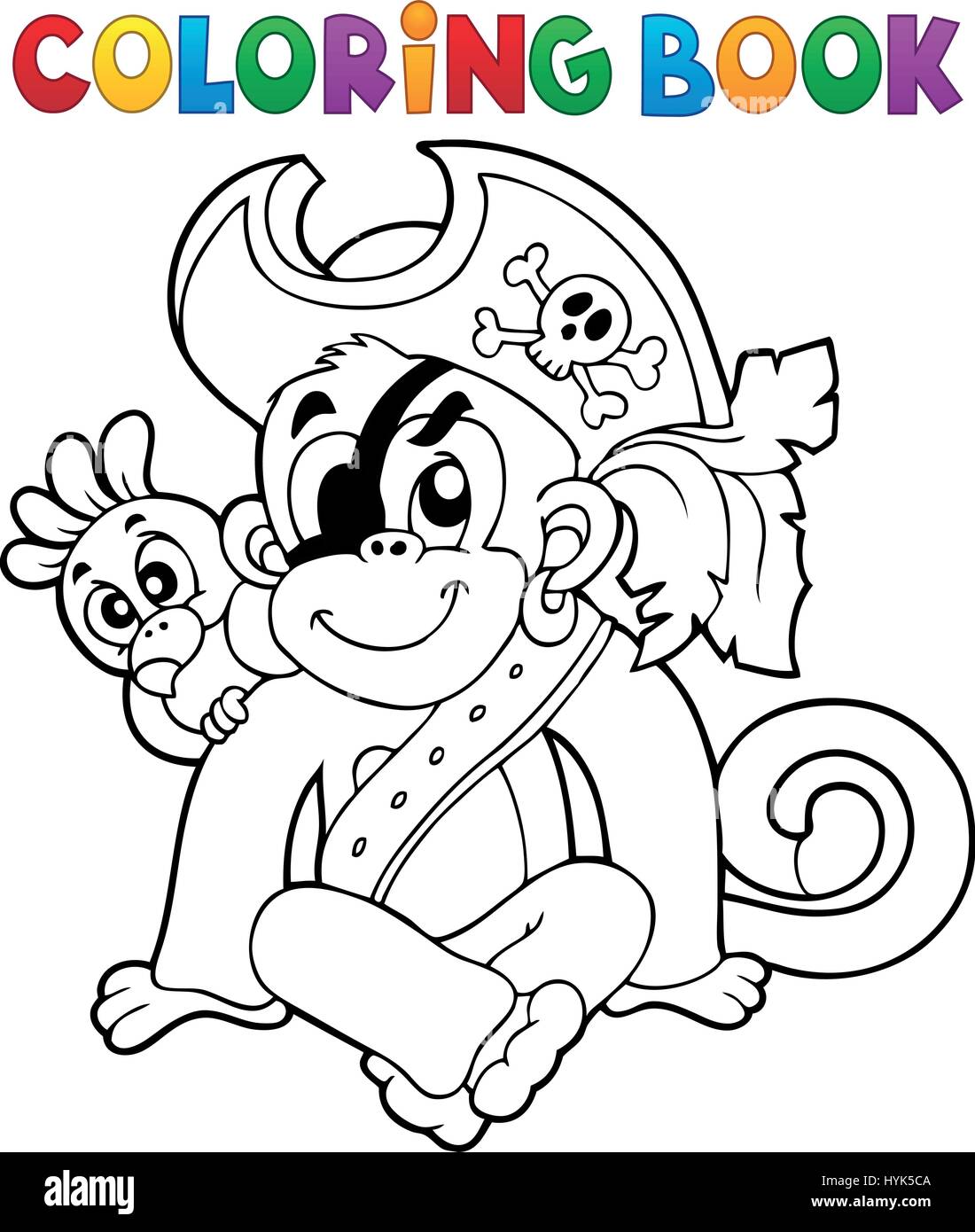 Coloring book pirate monkey image 1 - eps10 vector illustration Stock ...