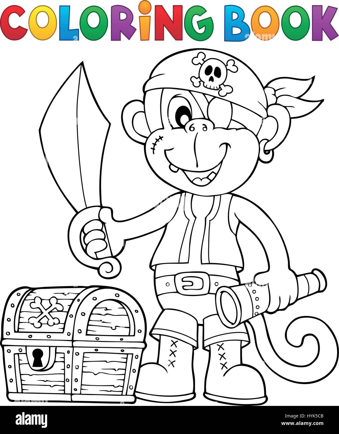 Coloring book pirate monkey image 2 - eps10 vector illustration Stock ...