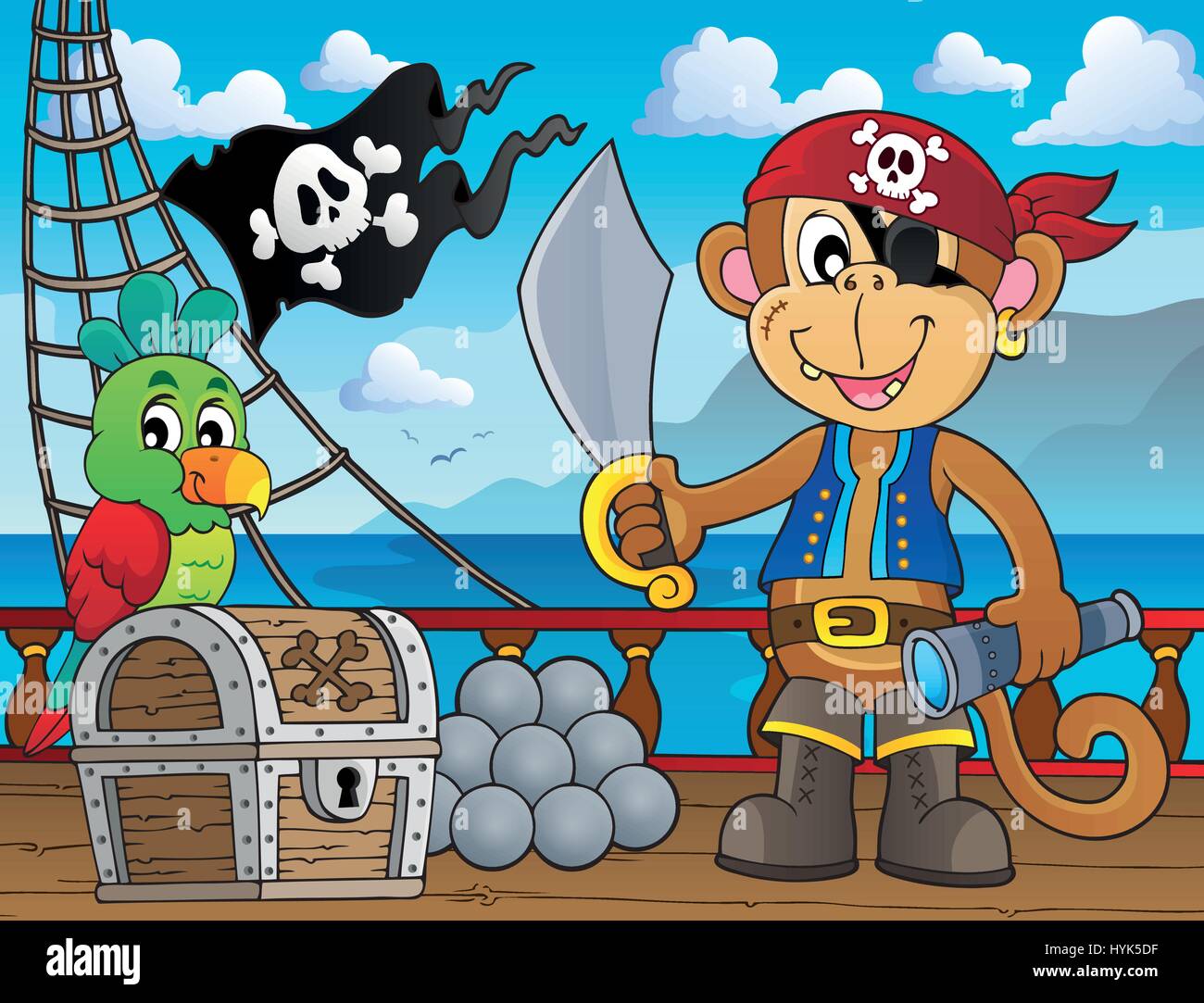 Pirate monkey topic 2 - eps10 vector illustration Stock Vector Image ...