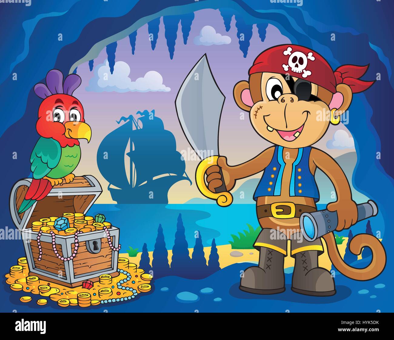 Pirate monkey topic 4 - eps10 vector illustration Stock Vector Image ...