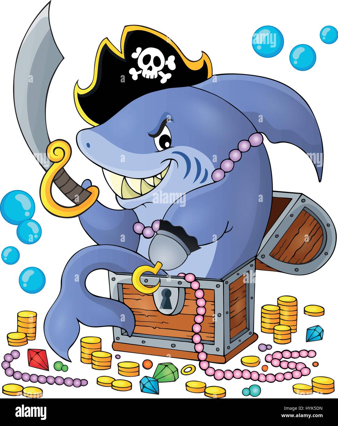 Pirate shark with treasure theme 1 - eps10 vector illustration Stock ...