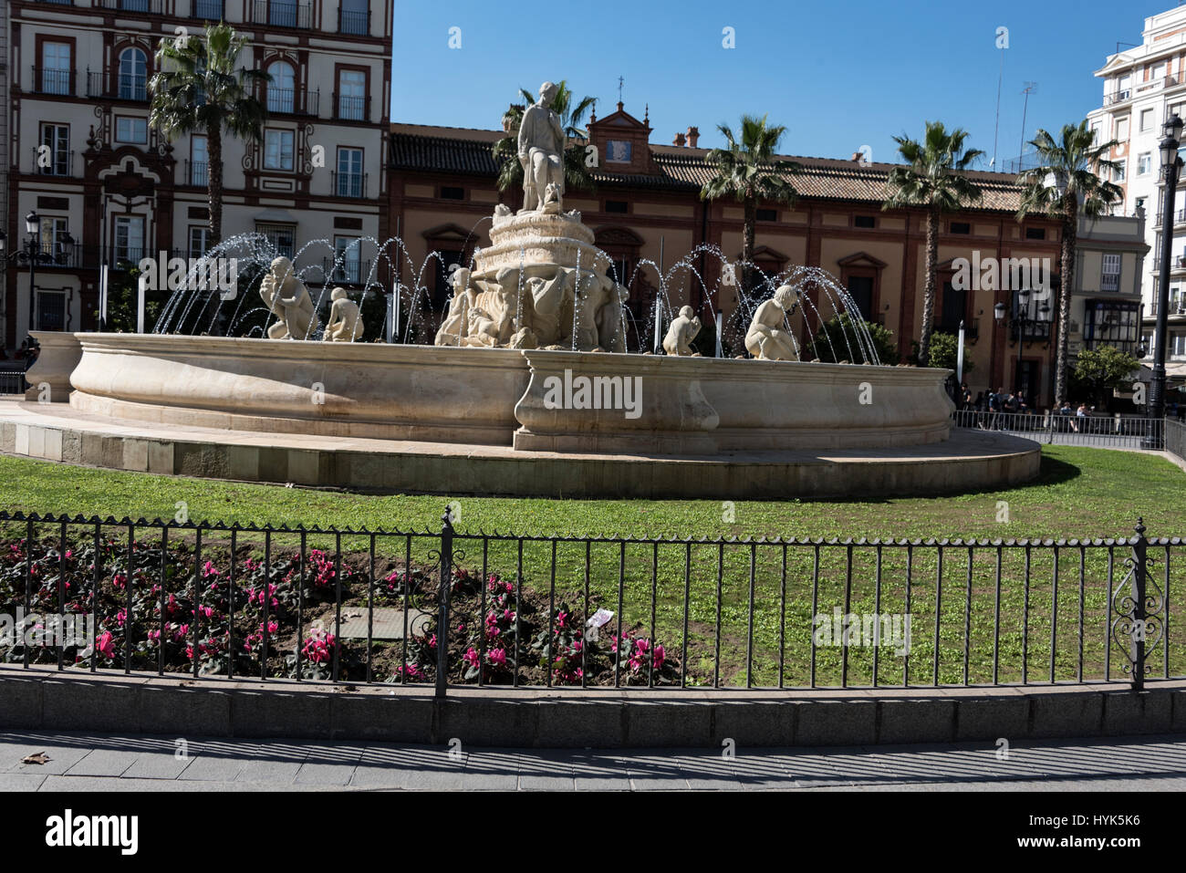 The Fuente de Hispalis (Híspalis Fountain) close to Puerta de Jerez ...