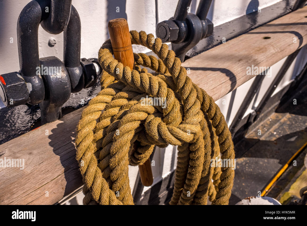 ropes rigging masts and stays on traditional tall ship Stock Photo - Alamy