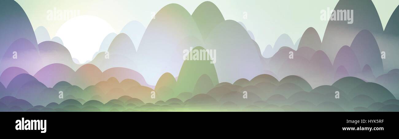 Simple Abstract Valley Landscape Panorama - Vector Illustration Stock ...