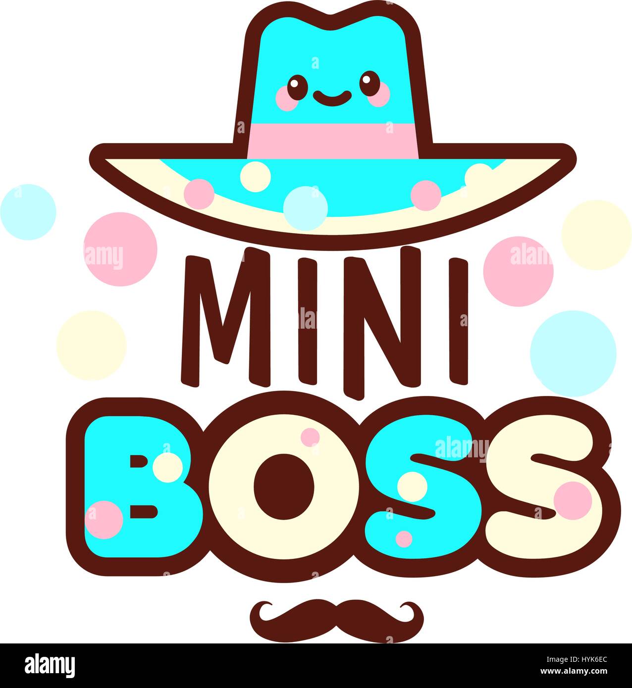 The vector illustration of blue hat and the mini boss text with stylish ...