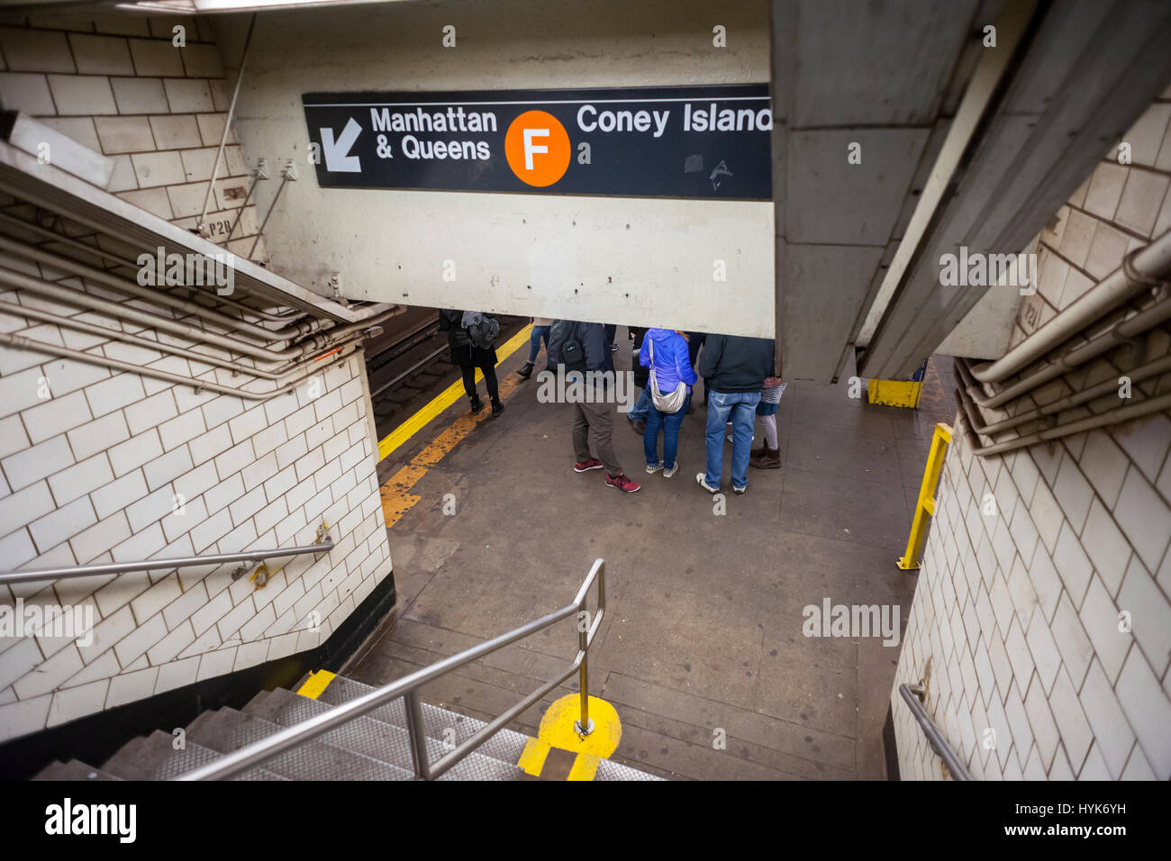 York Street subway station on the F line in the Dumbo neighborhood of ...