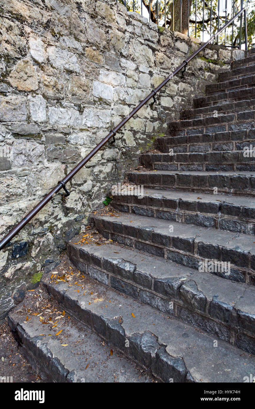 Savannah, Georgia. Historic Steps Leading down to Savannah River Stock ...