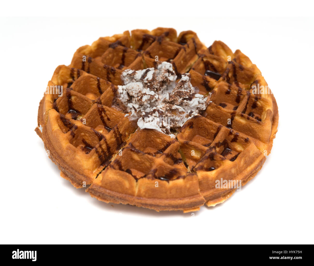 round waffle on a white background Stock Photo - Alamy