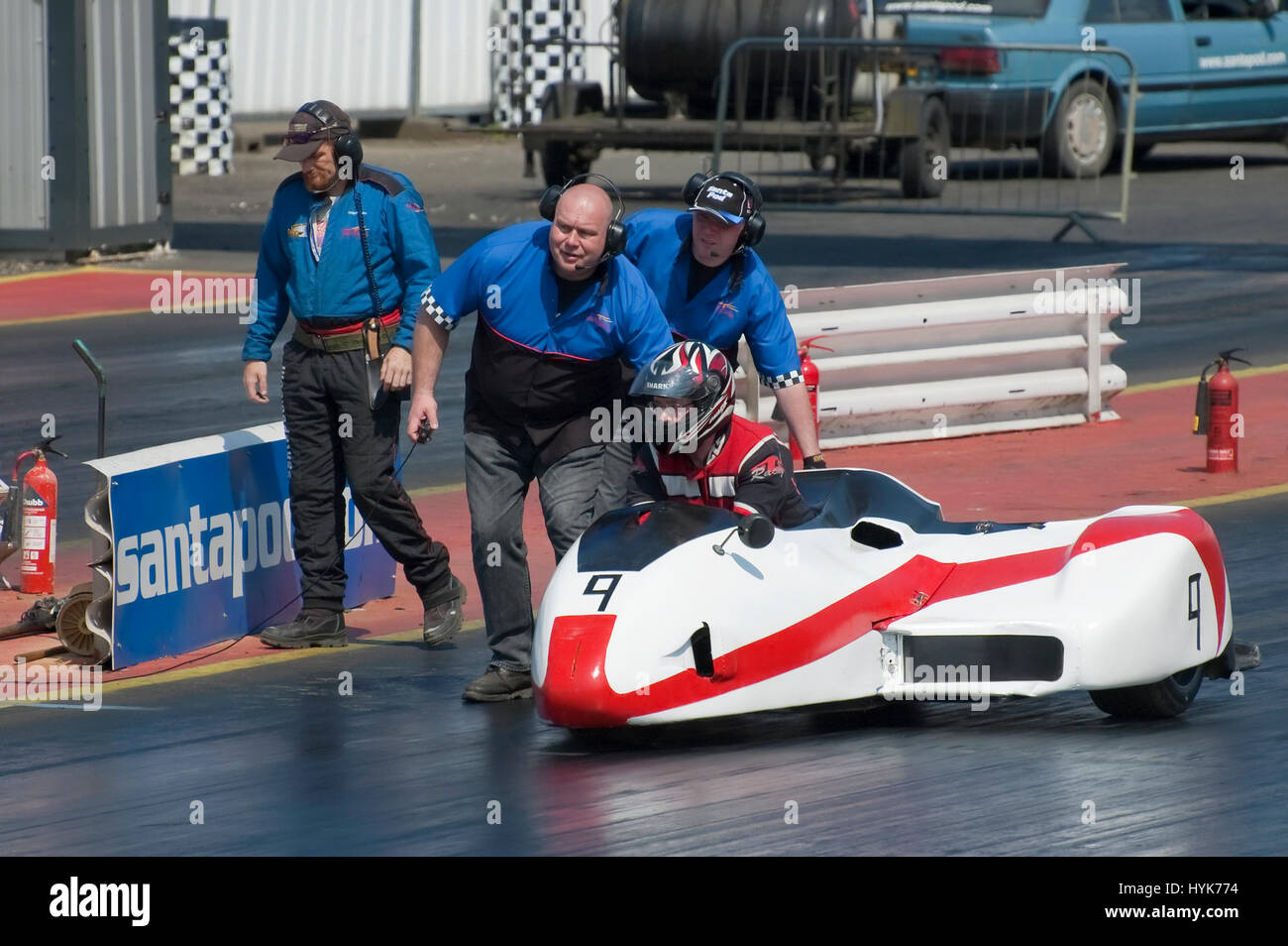 Santa Pod, UK - April 23, 2010: Green energy drag racing at Santa Pod ...