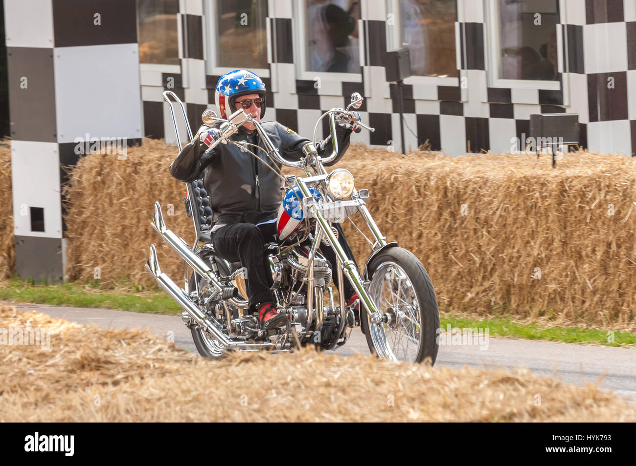 Goodwood, UK - July 13, 2013: Hollywood actor Peter Fonda on an iconic ...