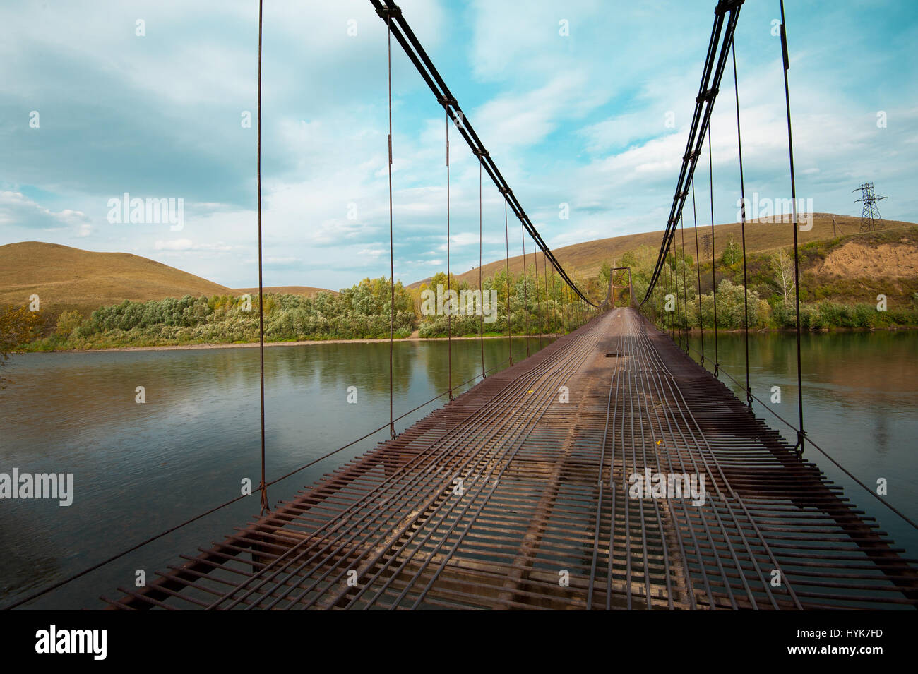Danger suspension bridge Stock Photo - Alamy