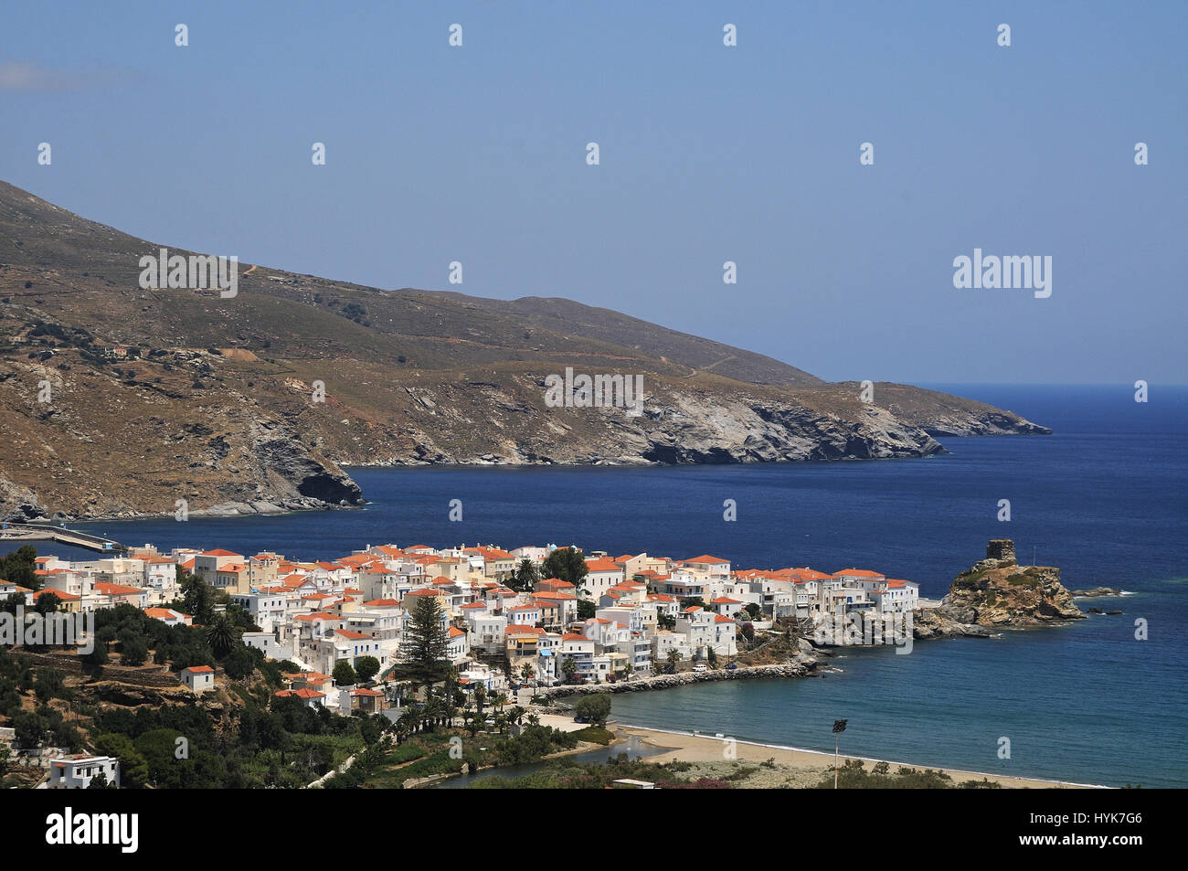 View of Andros town, Andros island, Cyclades, Greece Stock Photo - Alamy