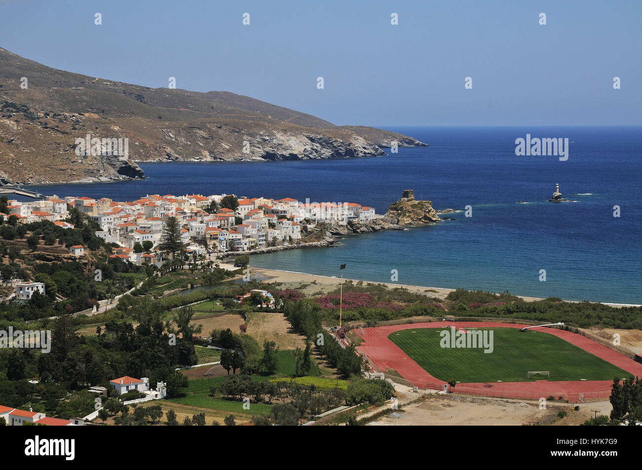 View of Andros town, Andros island, Cyclades, Greece Stock Photo - Alamy