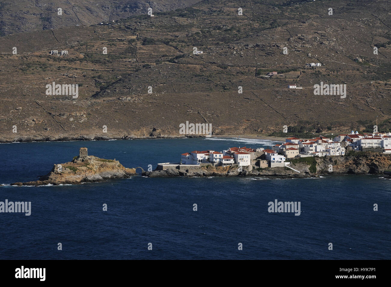 View of Andros town, Andros island, Cyclades, Greece Stock Photo - Alamy