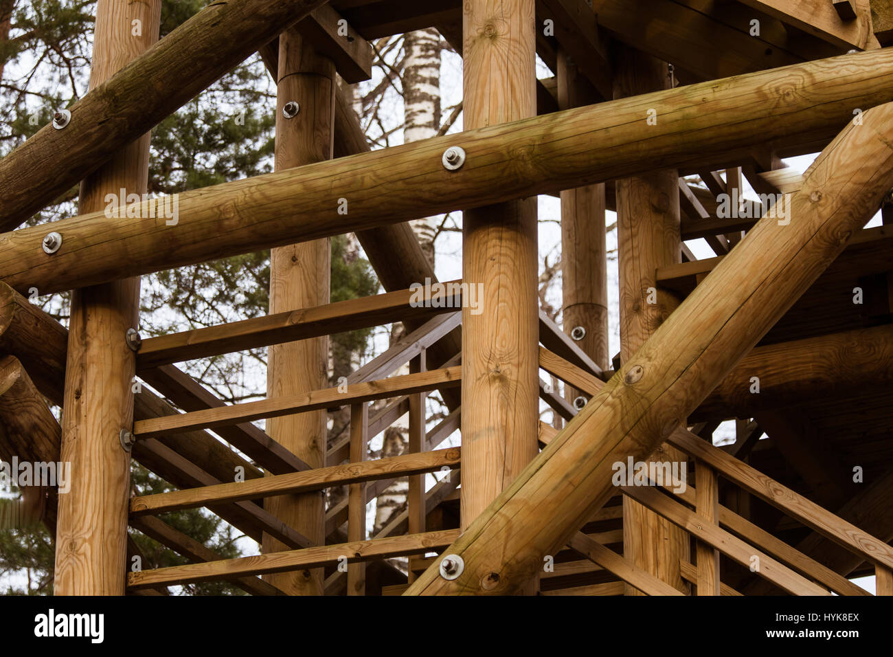 Details of a wooden bird watching tower Stock Photo - Alamy