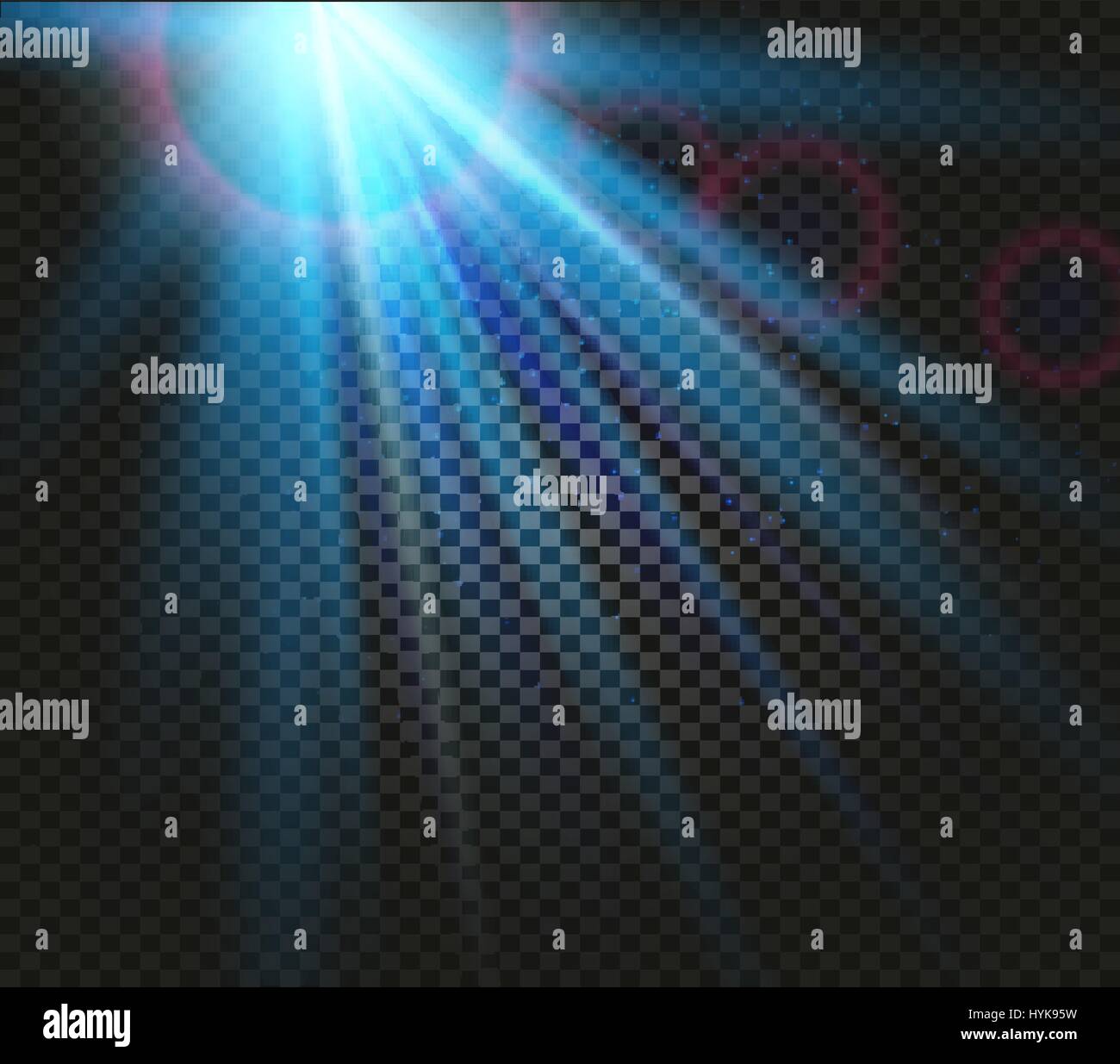 Shining vector blue color light effects, glowing beams on checkered ...