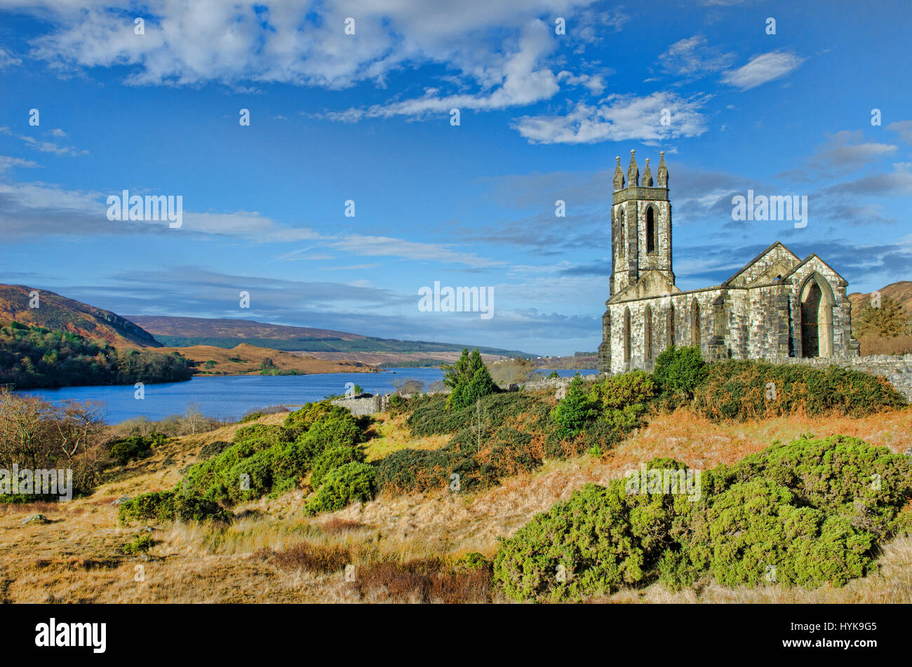 Ruined Church Errigal Mountain Dunlewey Church Donegal Ireland Stock ...