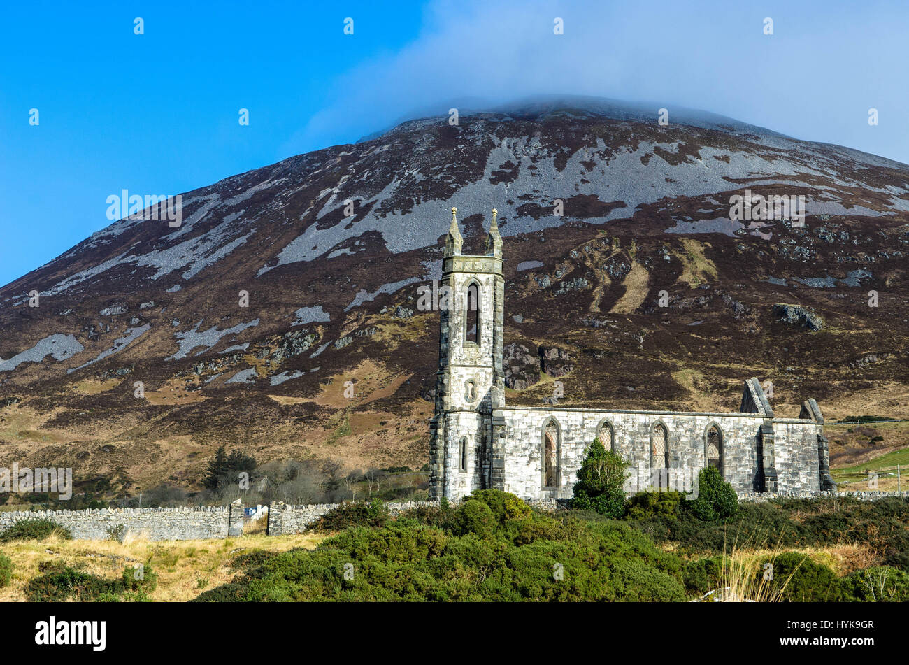 Ruined Church Errigal Mountain Dunlewey Church Donegal Ireland Stock ...